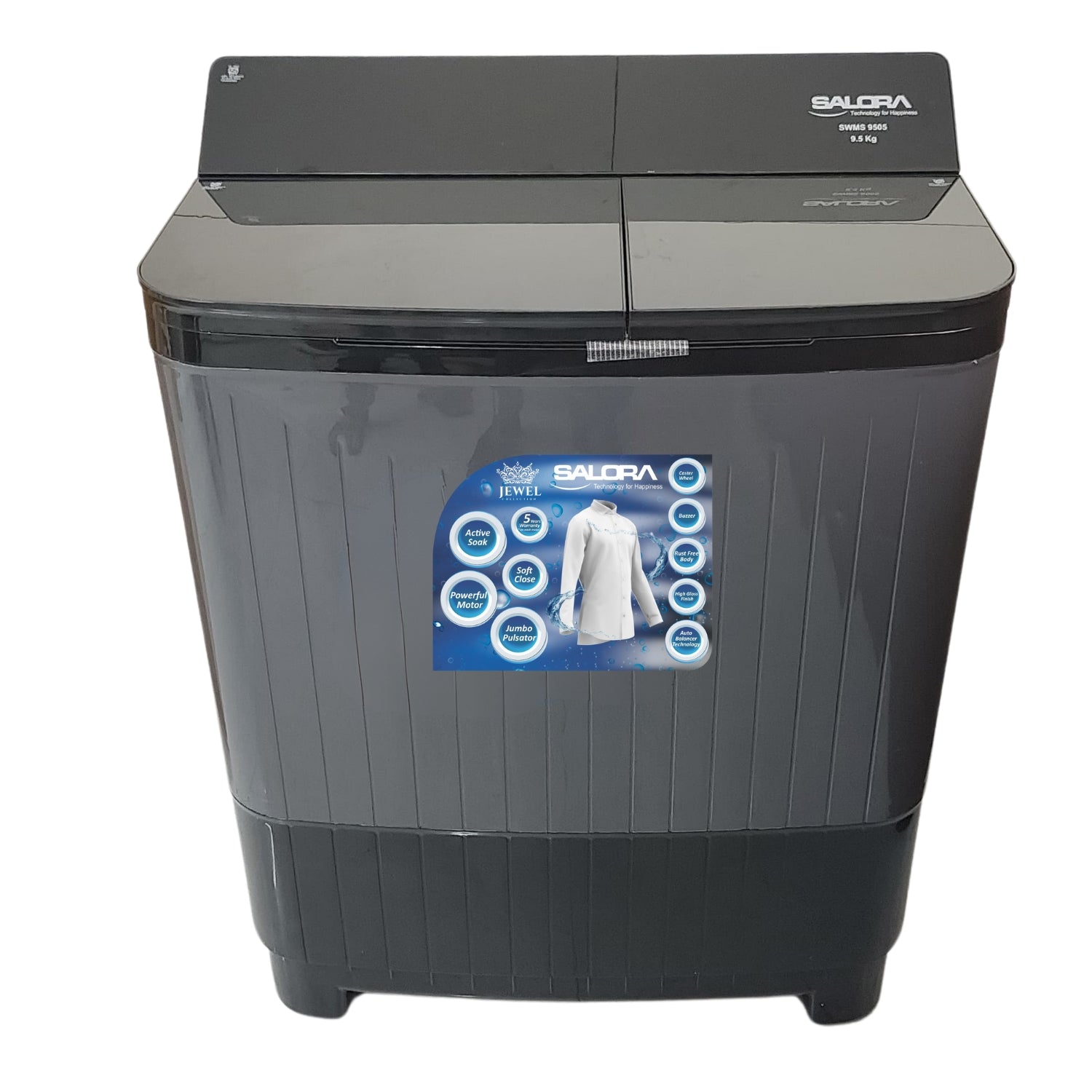 Salora 9.5 KG Semi-automatic Top Loading washing machine, SWMS-9505 (G ...